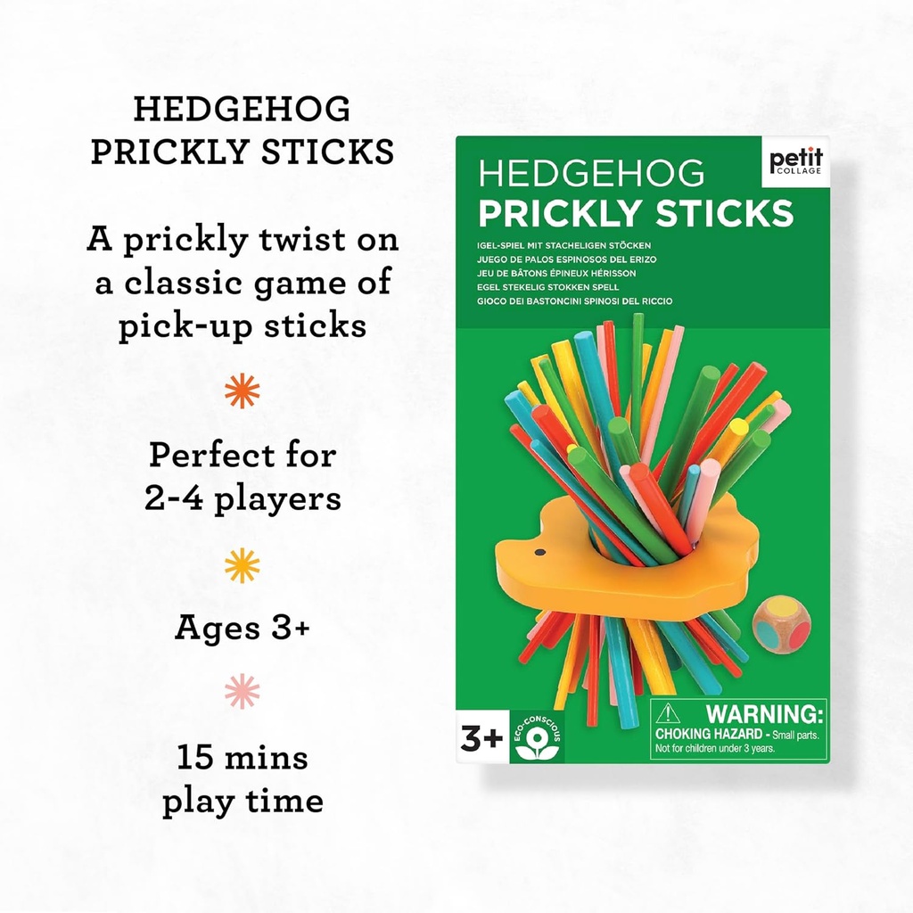 Petit Collage: Hedgehog Prickly Sticks | Wooden Pick-Up Sticks Game ...