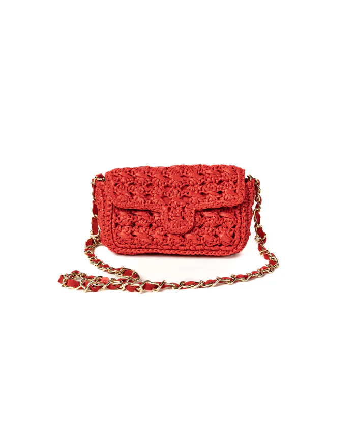 Mini Lucrezia Crochet Coral Red - BIDINIS BAGS | Sunday in Lisboa